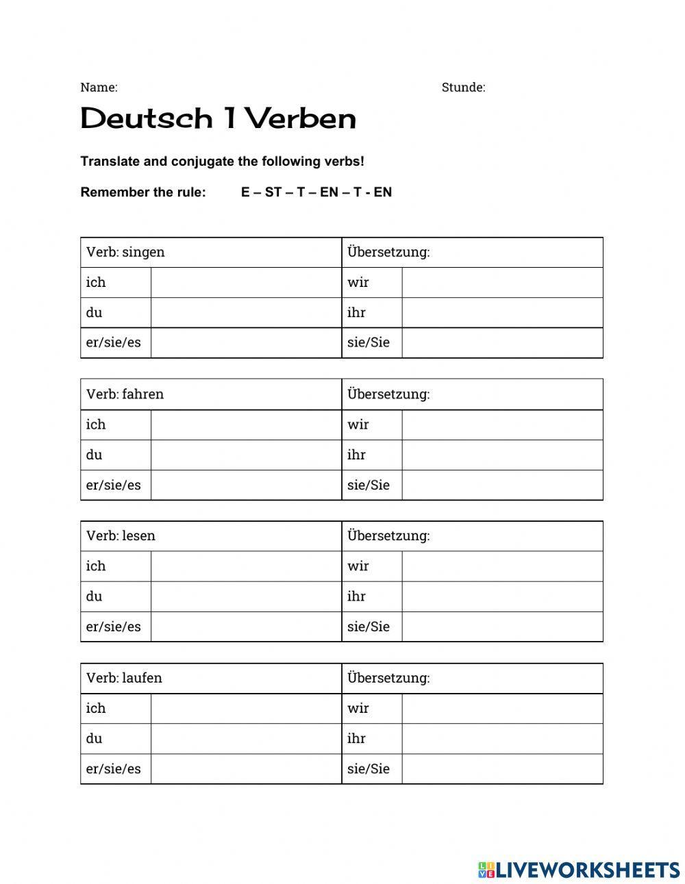 Konjugation Verben Worksheet Live Worksheets, 45% OFF Konjugation Verben Worksheet Live Worksheets, 45% OFF