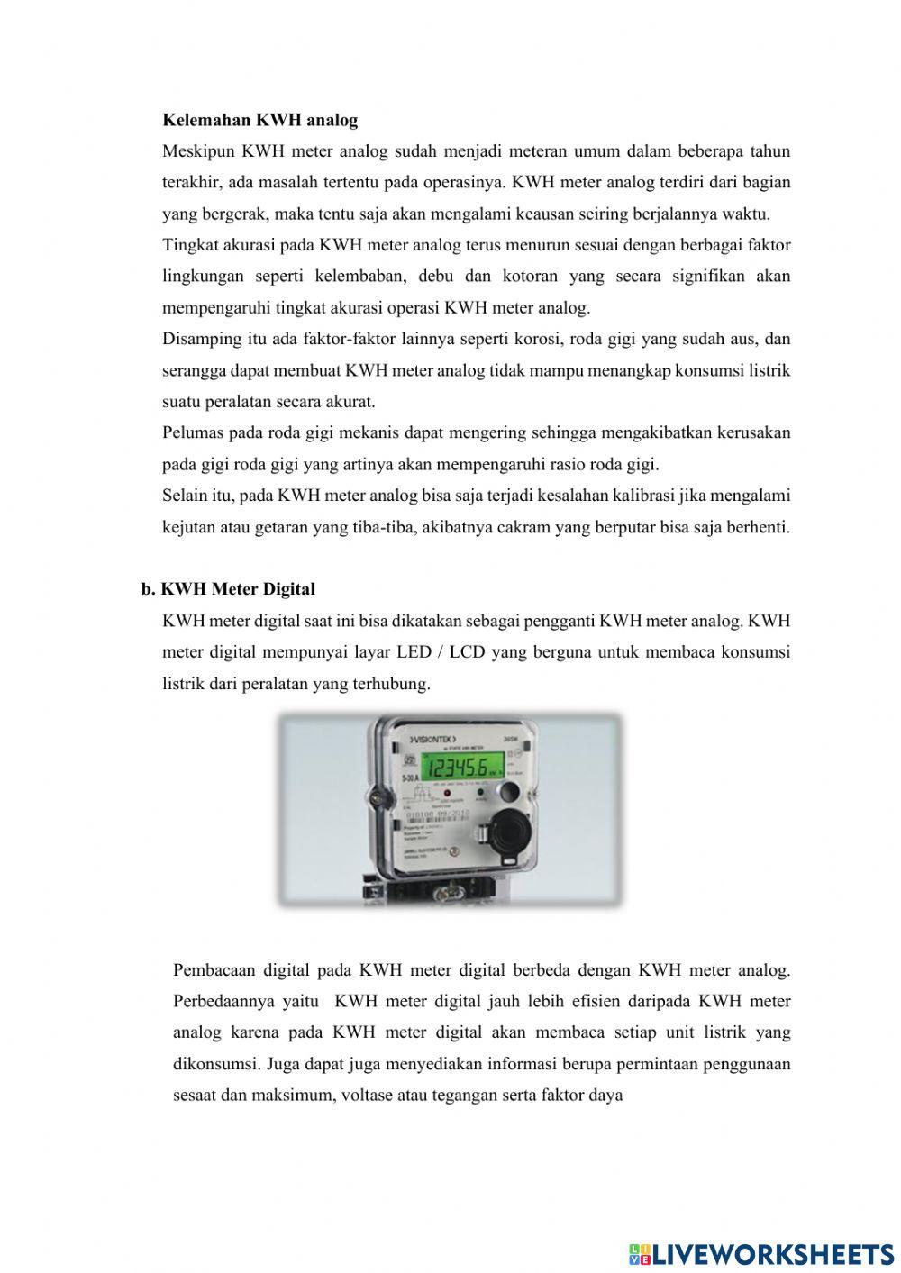 Lkpd kwh meter worksheet | Live Worksheets