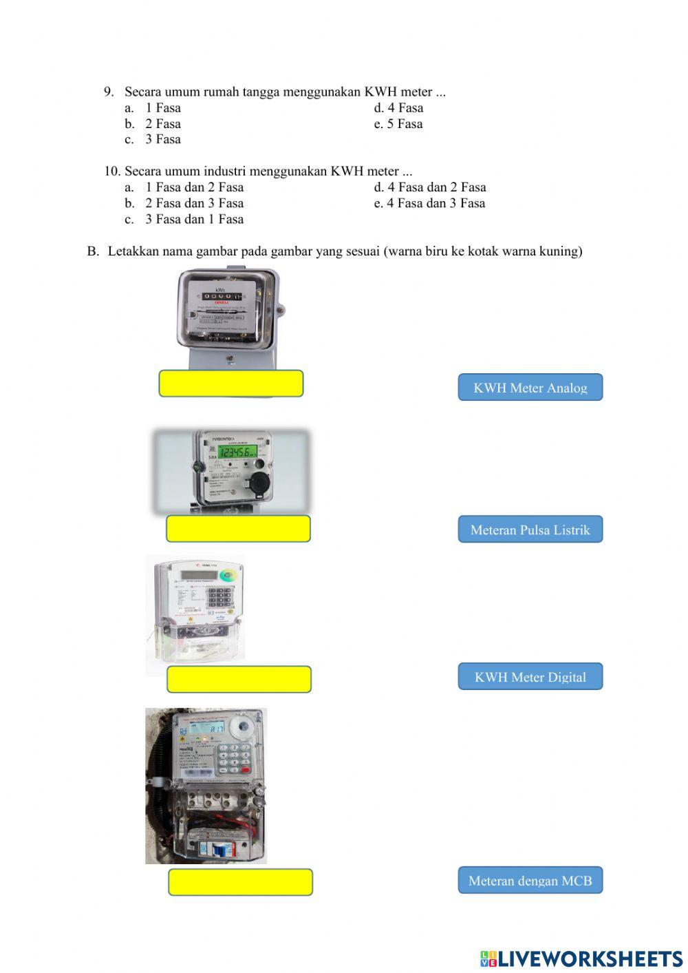 Lkpd kwh meter worksheet | Live Worksheets