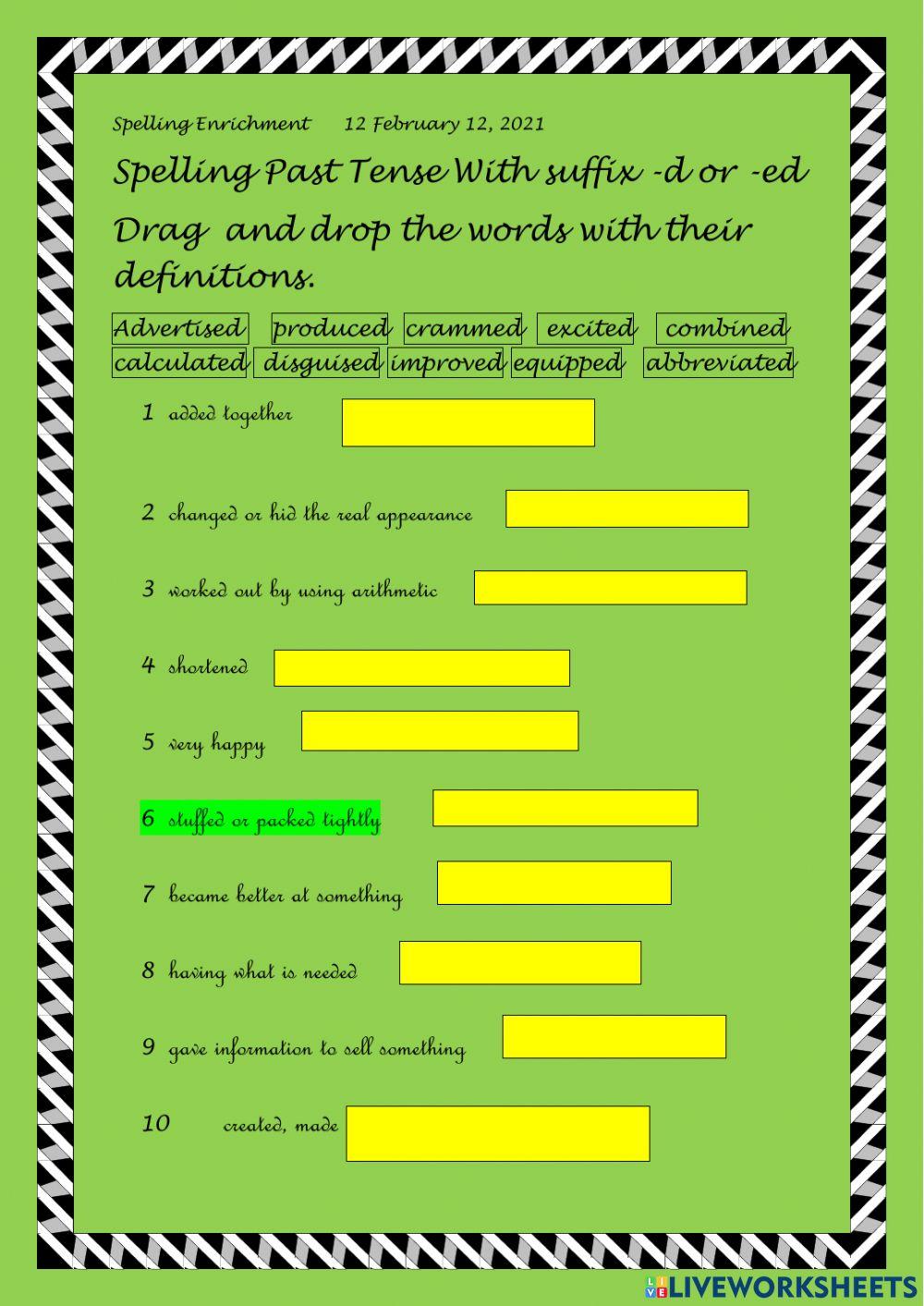 Spelling -d and… | Free Interactive Worksheets | 717736