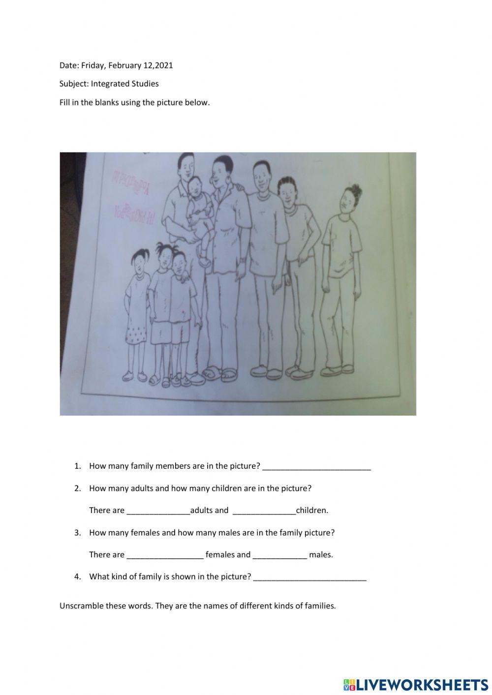 Family online exercise for 2 | Live Worksheets