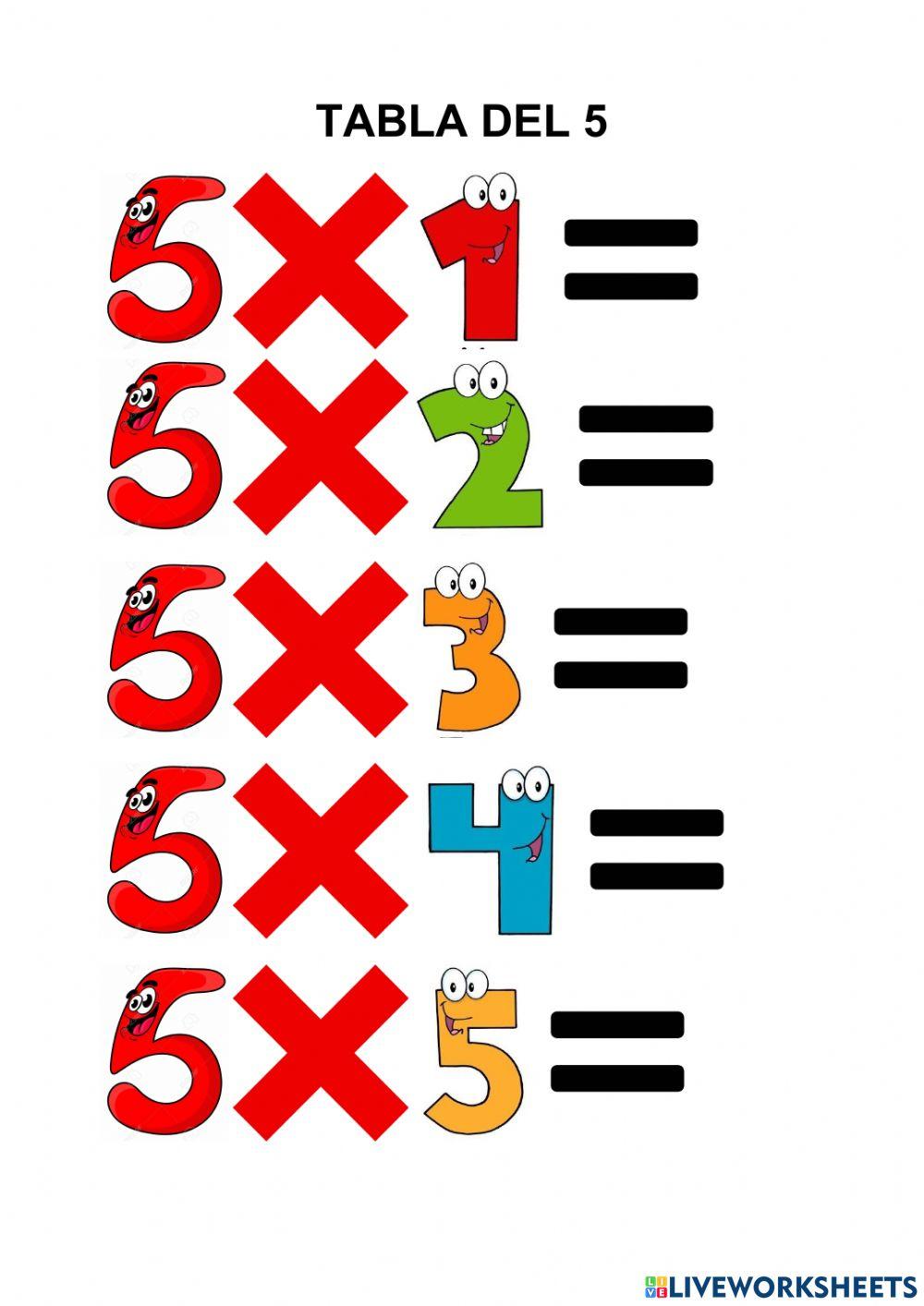 Tabla del 5 free exercise | Live Worksheets