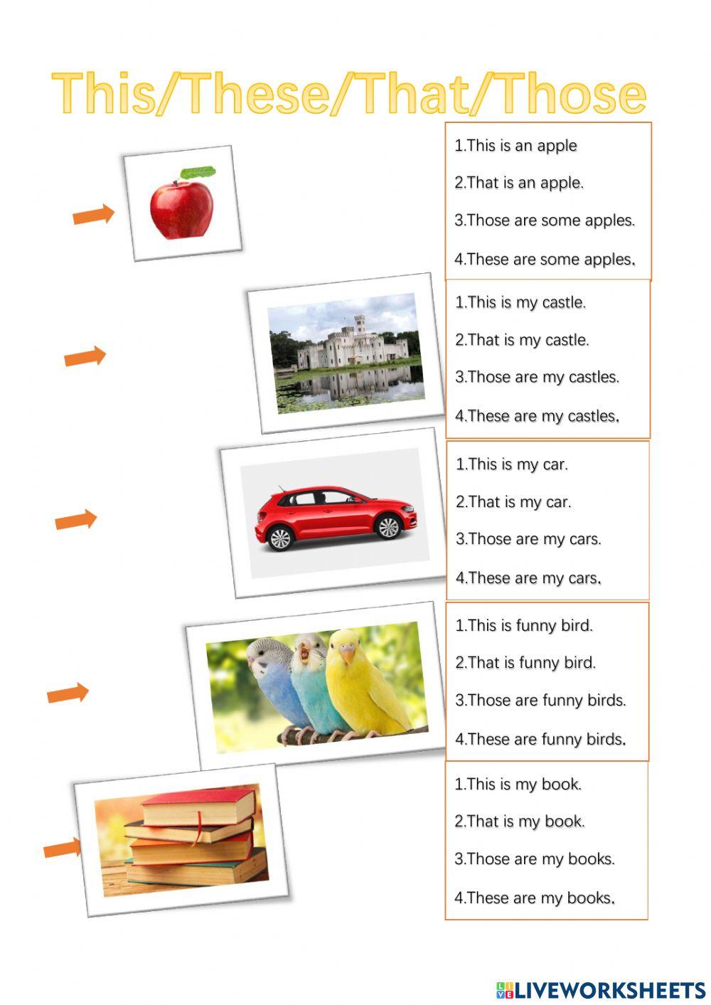 This-These-That-Those interactive worksheet | Live Worksheets