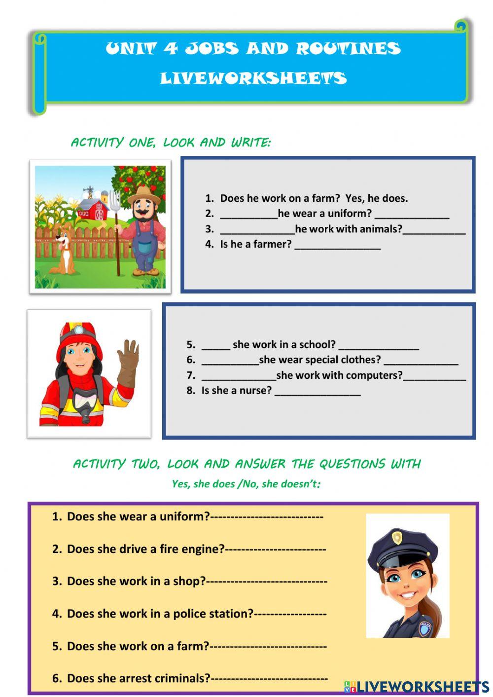 Jobs | Free Interactive Worksheets | 718073