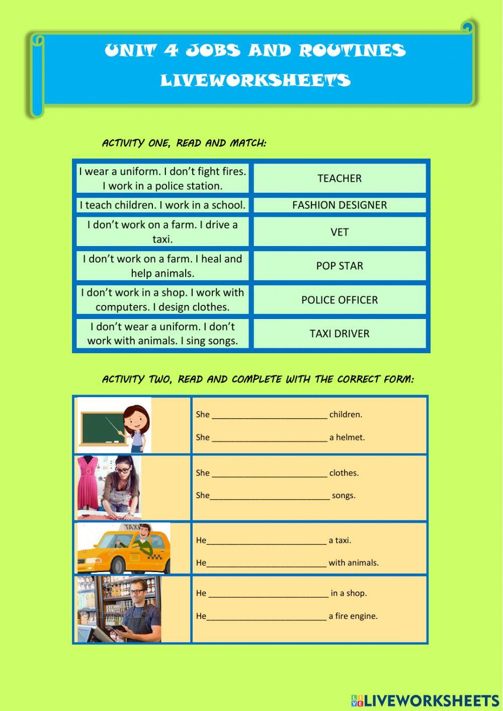 Jobs and occupations 2 activity | Live Worksheets