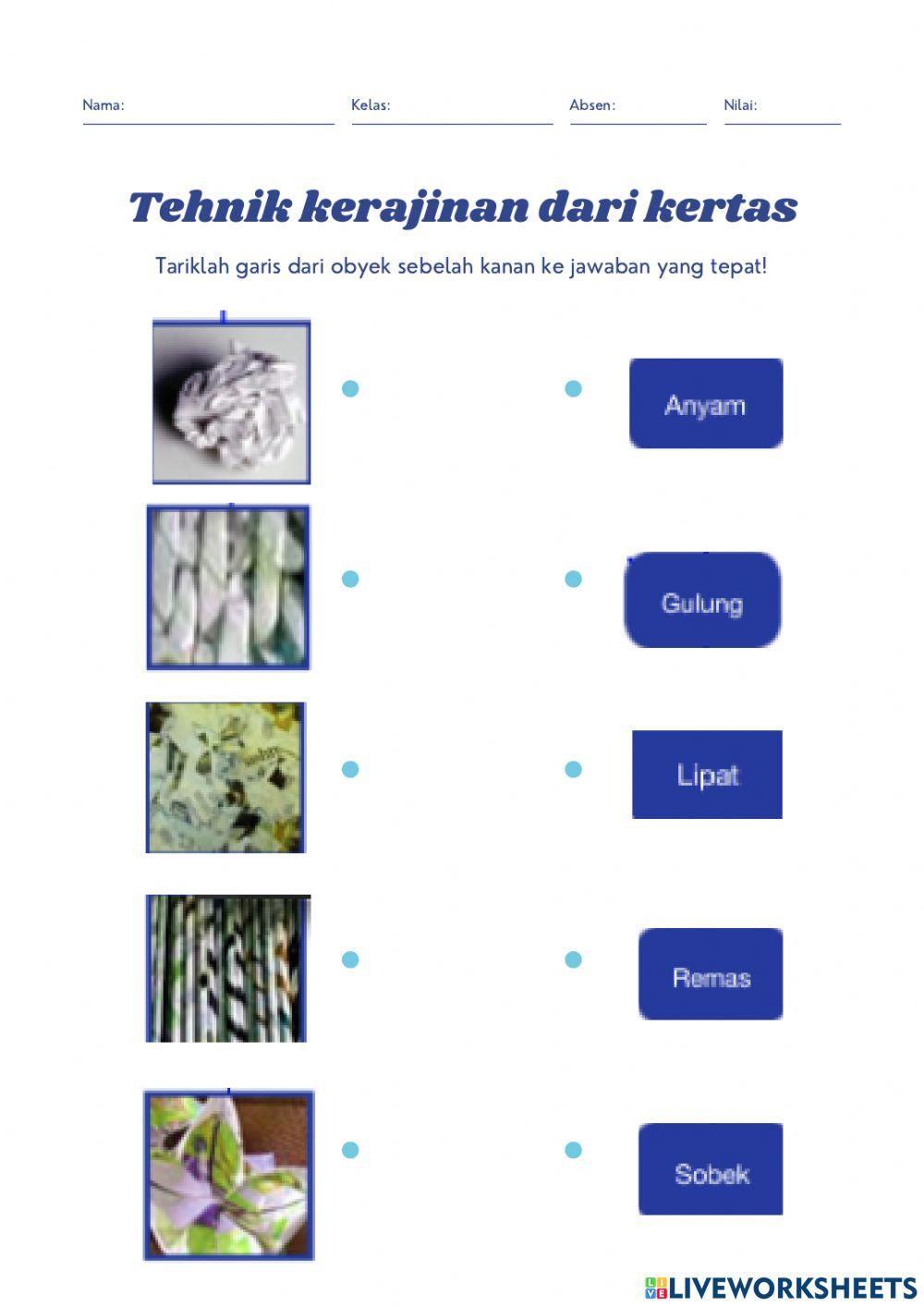 Tugas 2 Kerajinan Limbah Lunak worksheet | Live Worksheets