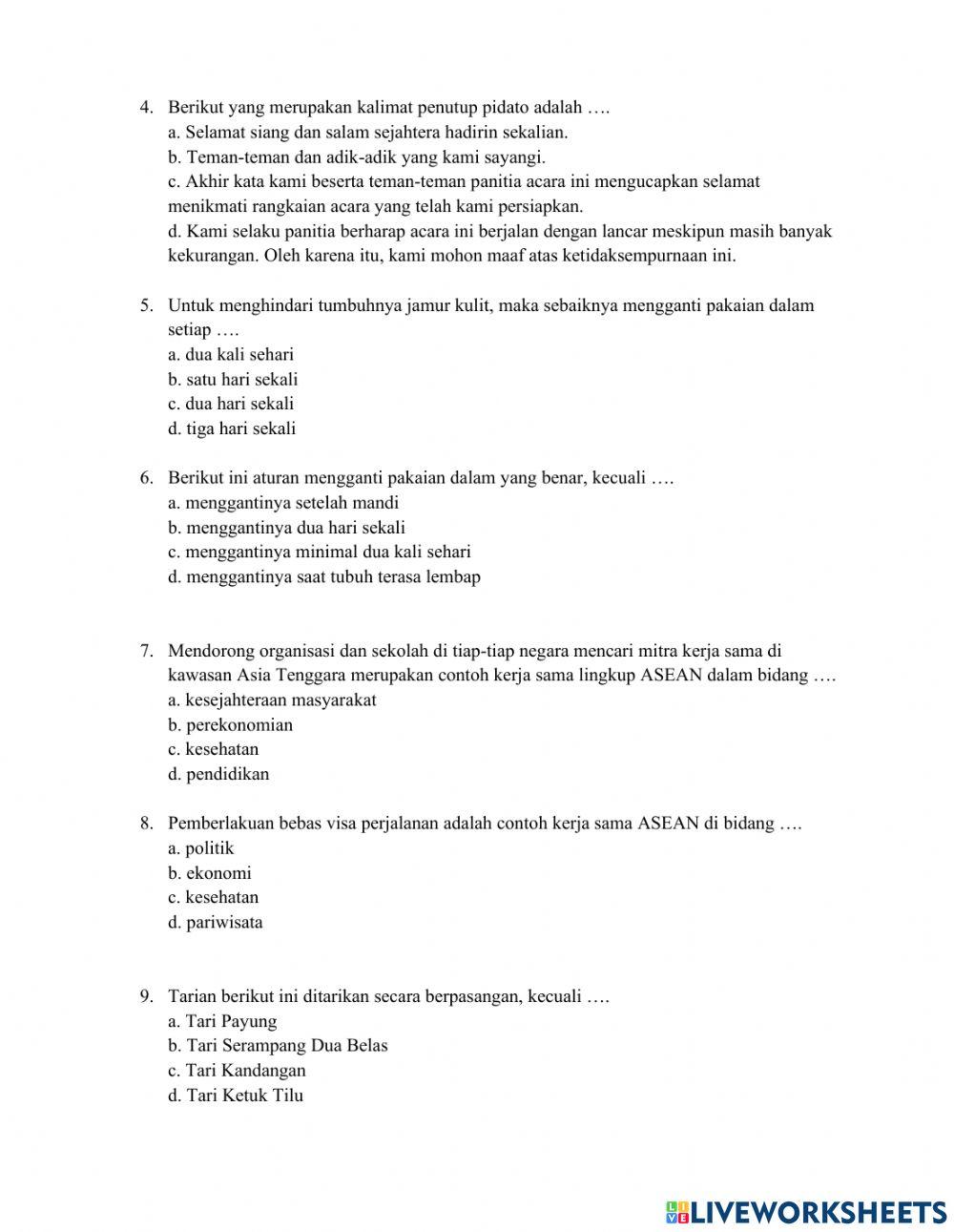 Tema7 Sub Tema2 Pembelajaran 2 worksheet | Live Worksheets