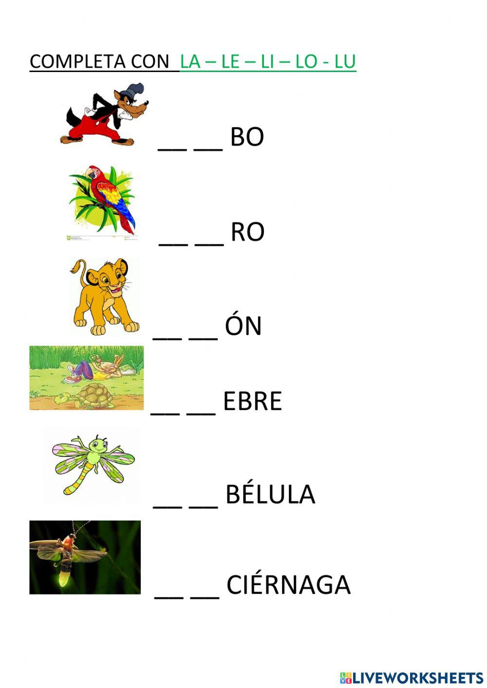 Letra l interactive activity for 1º/2º | Live Worksheets