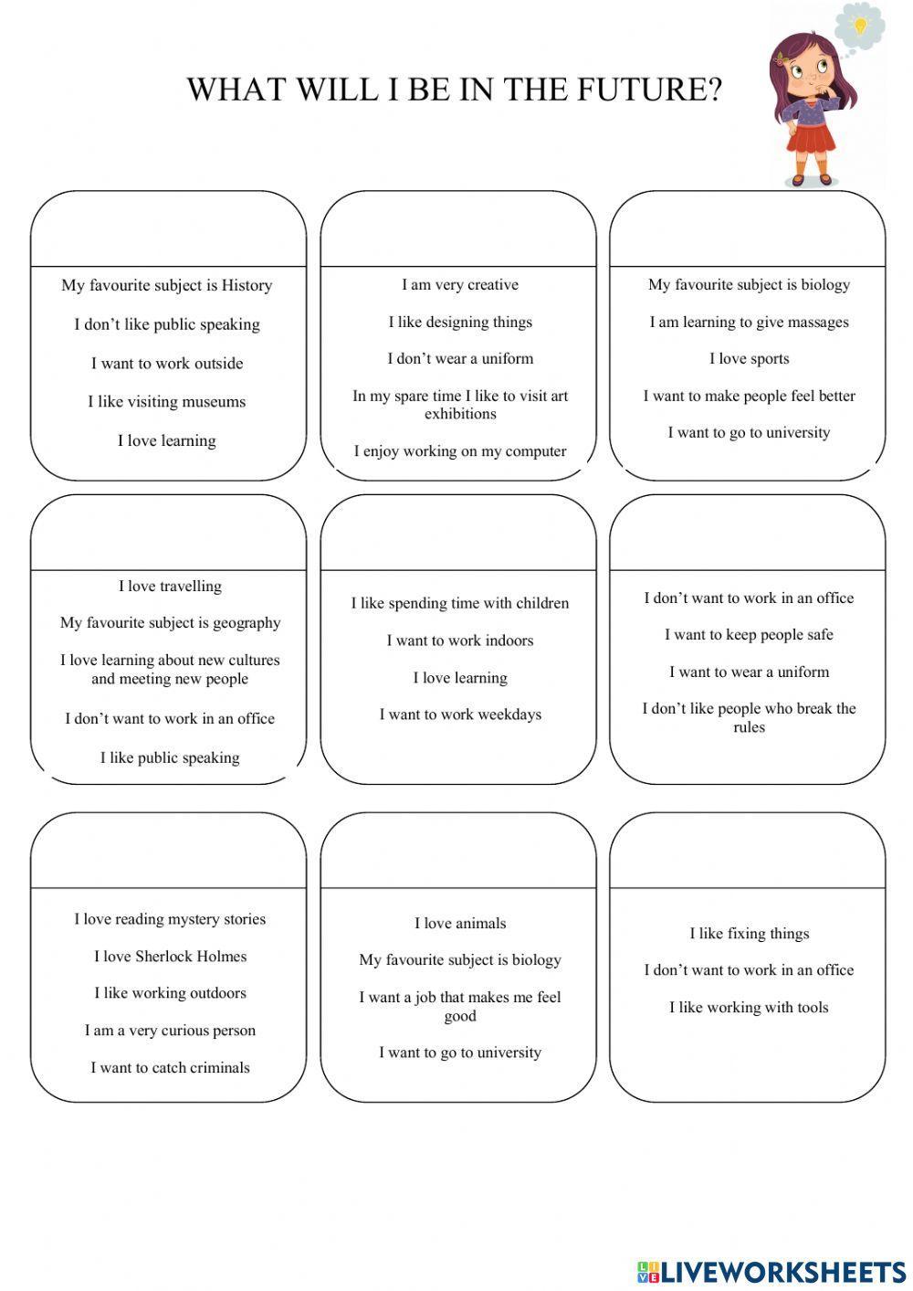 What will I be in the future? worksheet | Live Worksheets