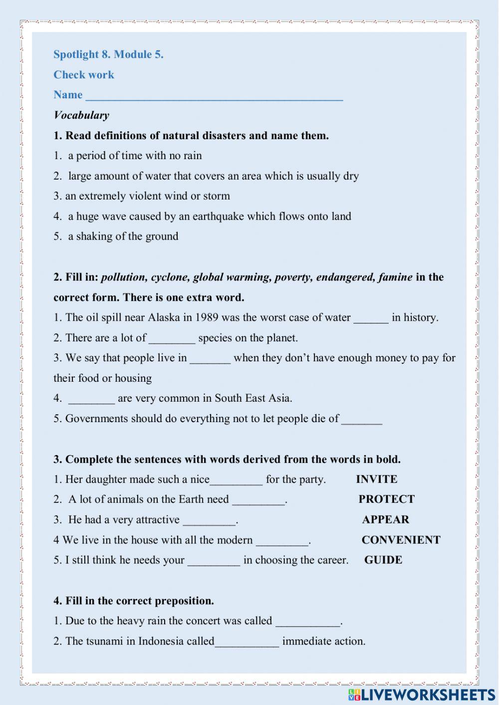 Spotlight 8, module 5. Check work. 1310 | Larisa Fayt