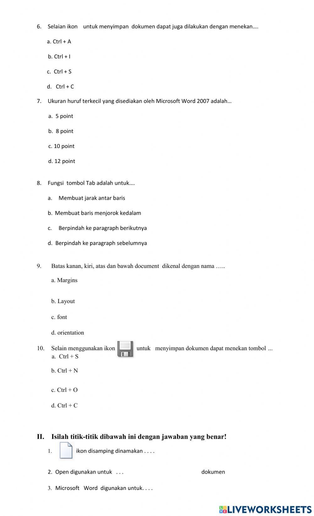 Tik interactive exercise | Live Worksheets