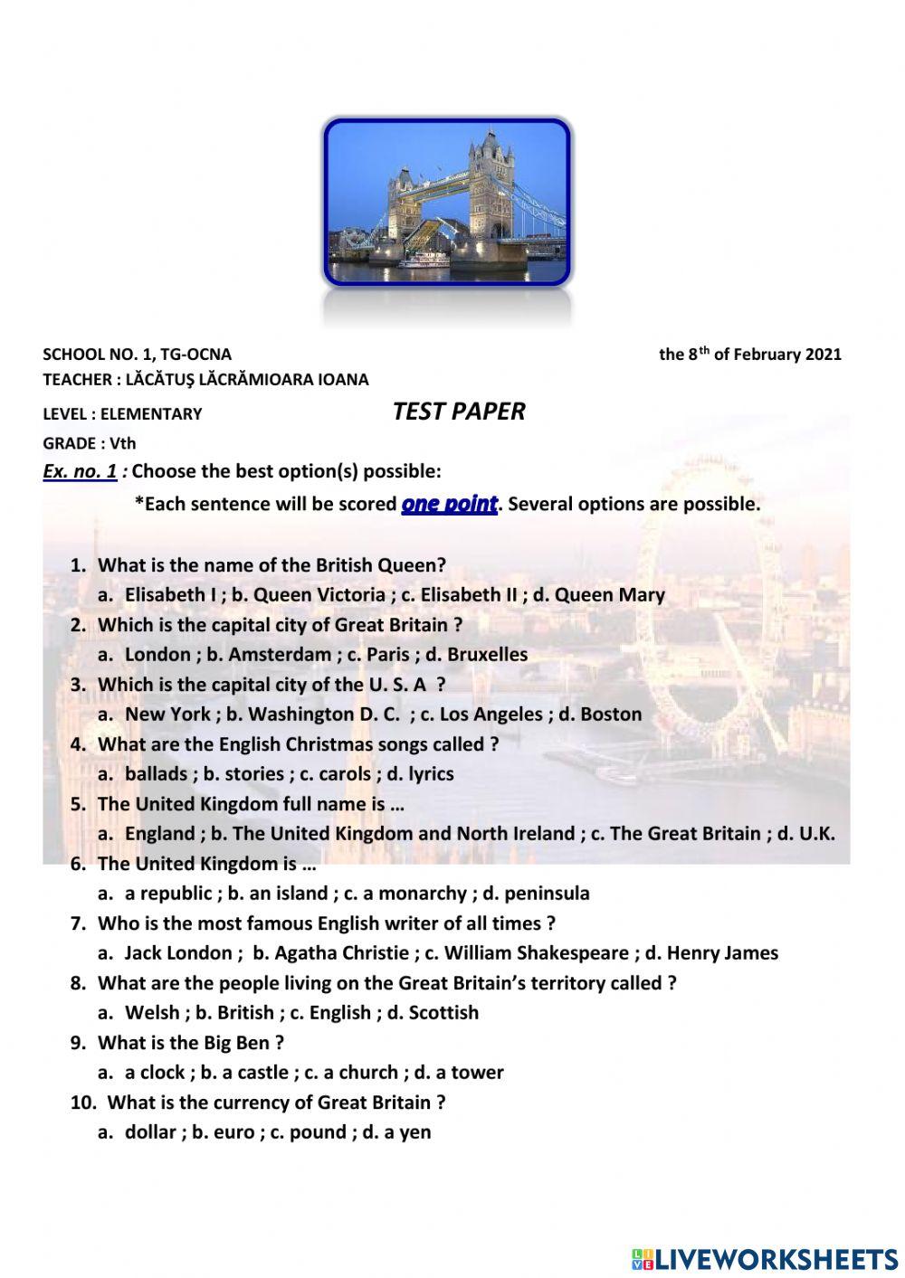 General knowledge quiz activity | Live Worksheets