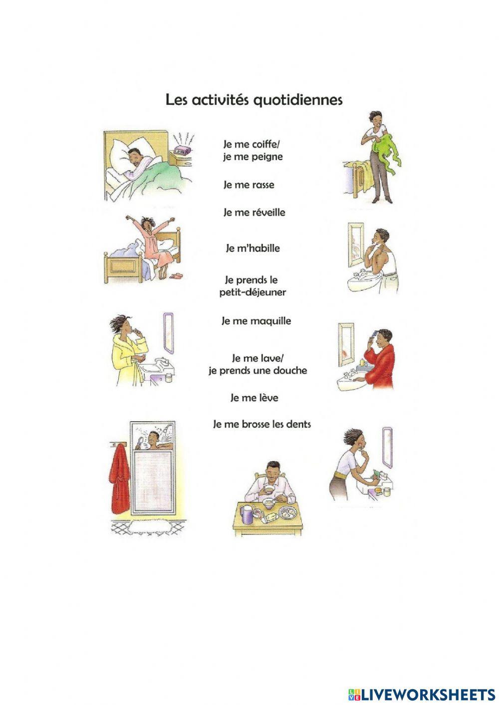 Les activités quotidiennes online exercise for | Live Worksheets