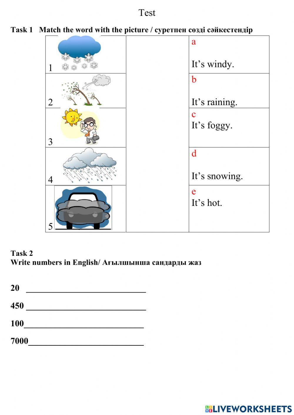 Test online exercise for grade 4 | Live Worksheets