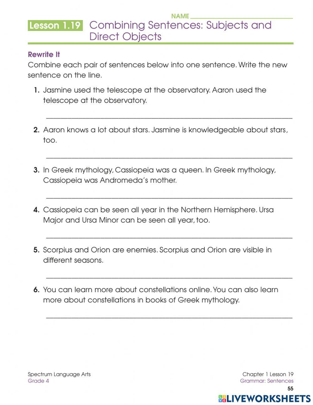 6421016 | Spectrum LA 4 pg 54, 55 Combining Sentences