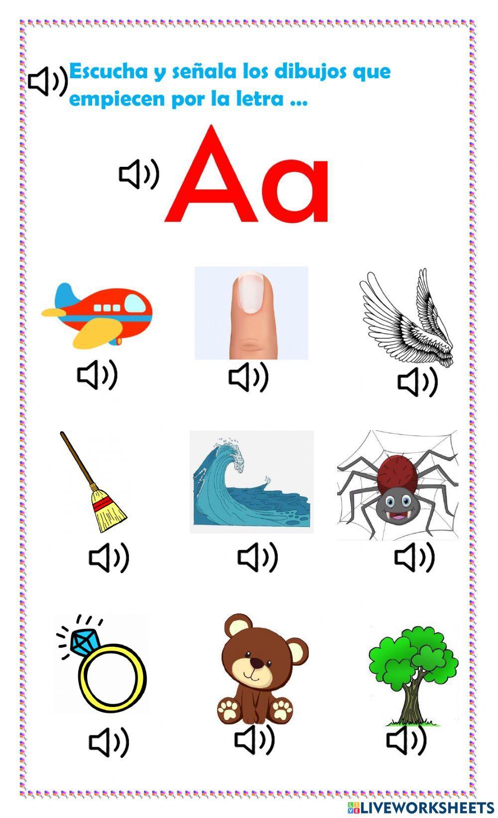 La vocal a | Free Interactive Worksheets | 720237