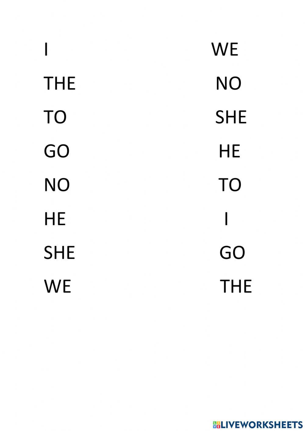 Tricky words 1 exercise | Live Worksheets