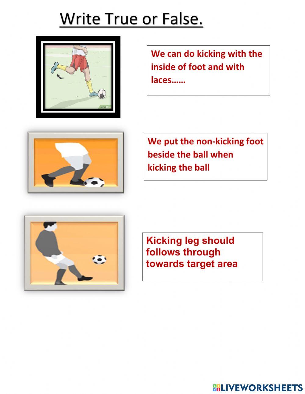 Kicking the ball online exercise for | Live Worksheets