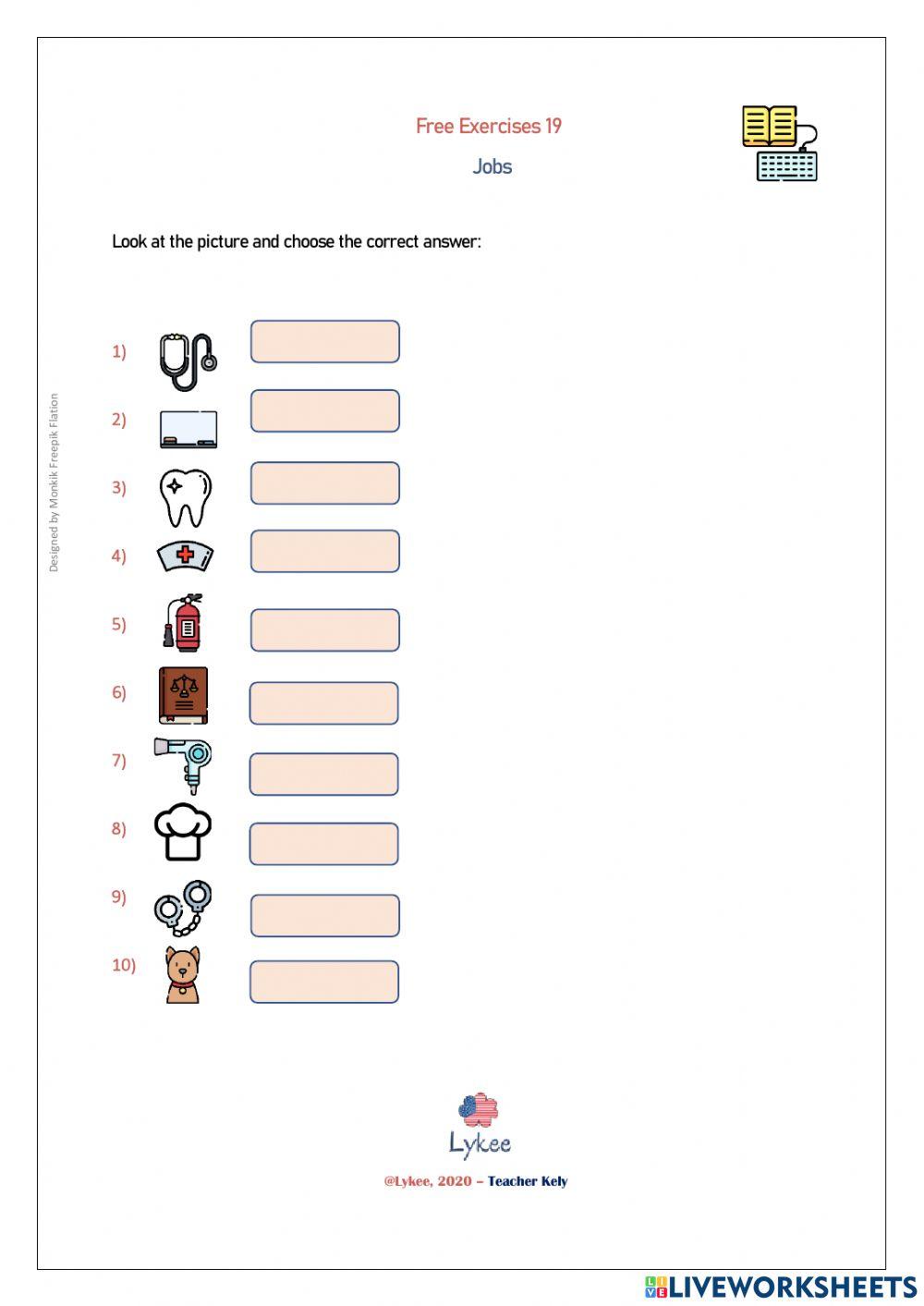 Jobs online exercise for Beginner | Live Worksheets