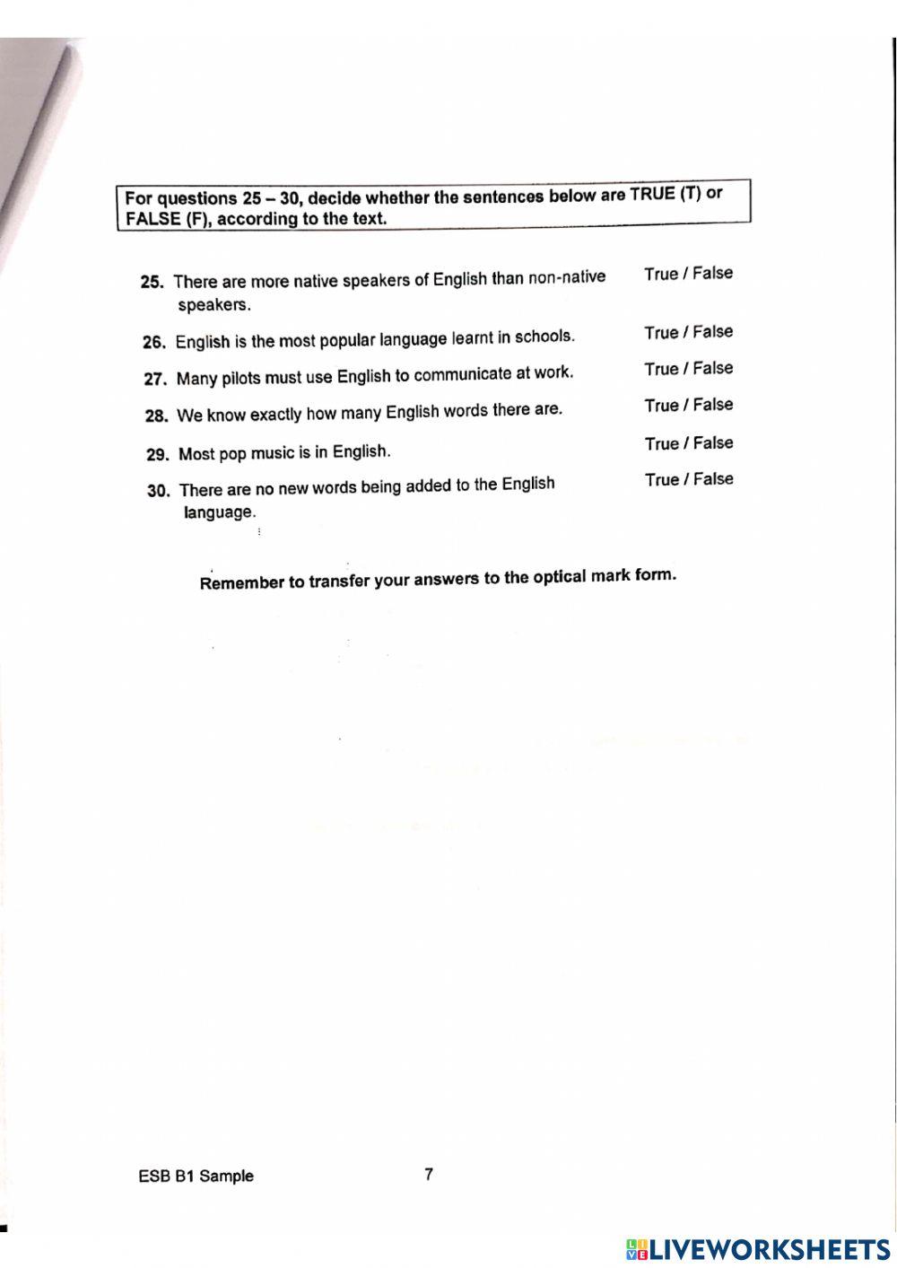 ESB B1 MOCK EXAM SAMPLE 1 USE OF ENGLISH PART 1 4734333