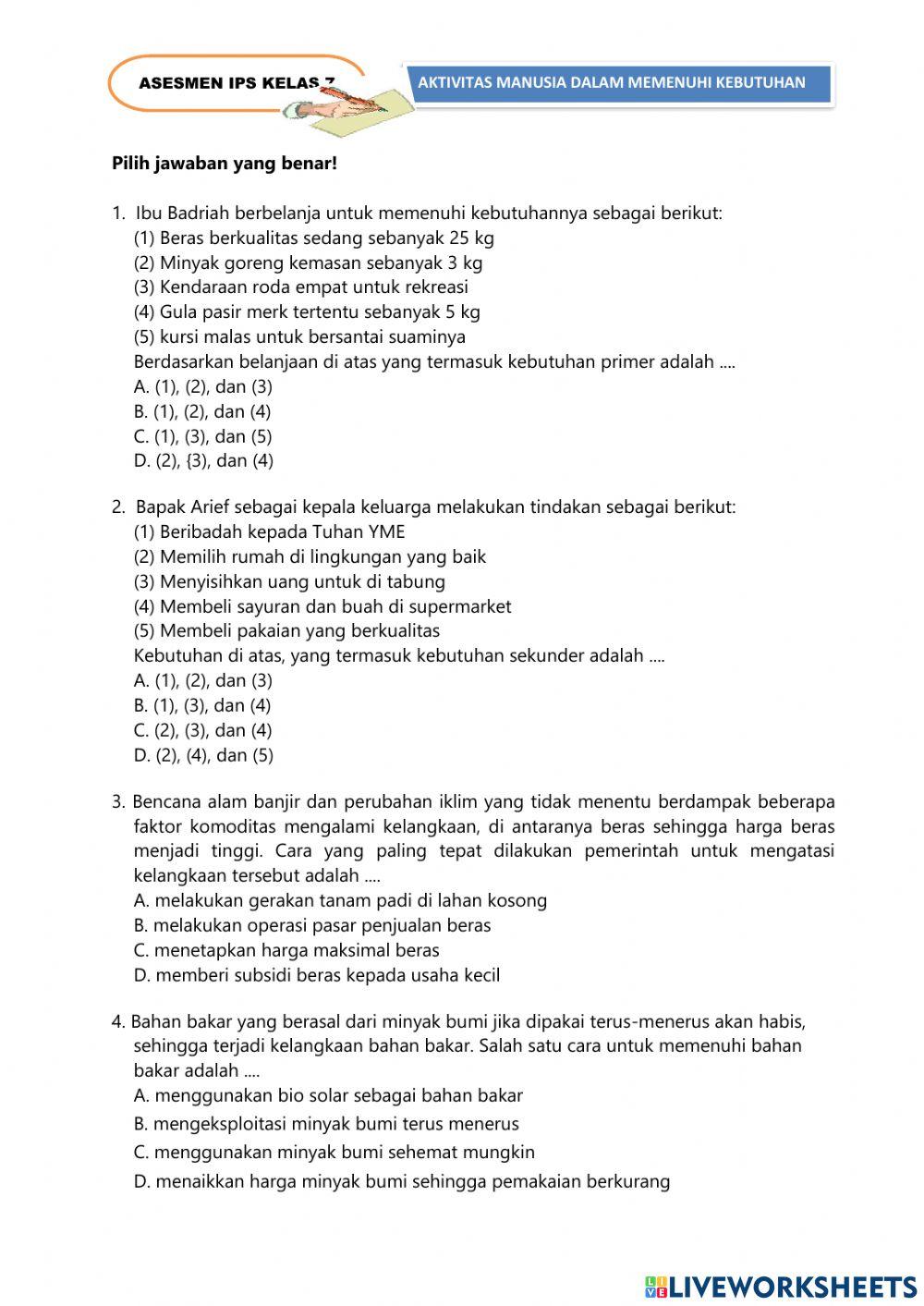 Aktivitas manusia dalam memenuhi kebutuhan 720570