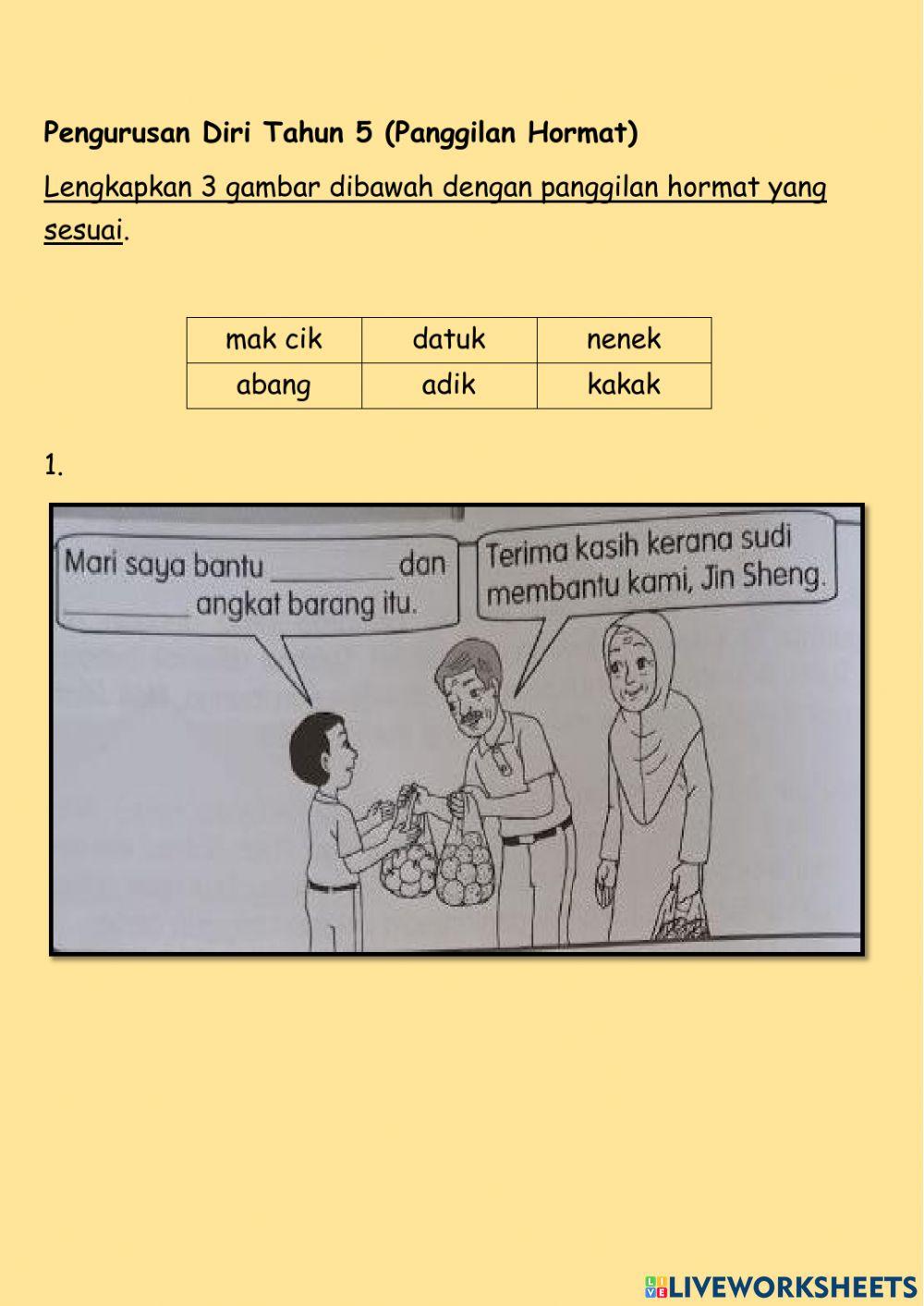 Panggilan Hormat worksheet | Live Worksheets