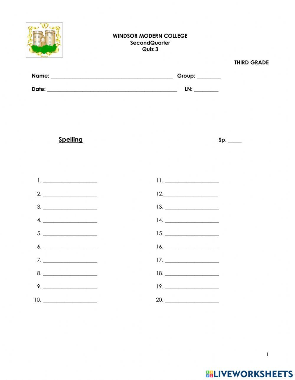 3rd QUIZ interactive worksheet | Live Worksheets
