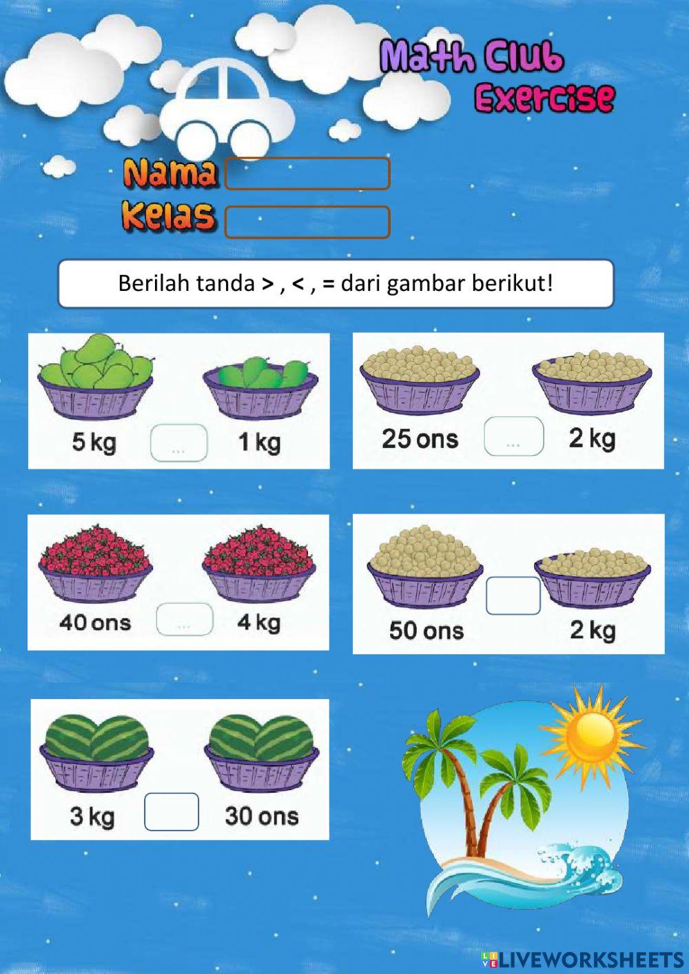 Membandingkan Berat Benda worksheet | Live Worksheets