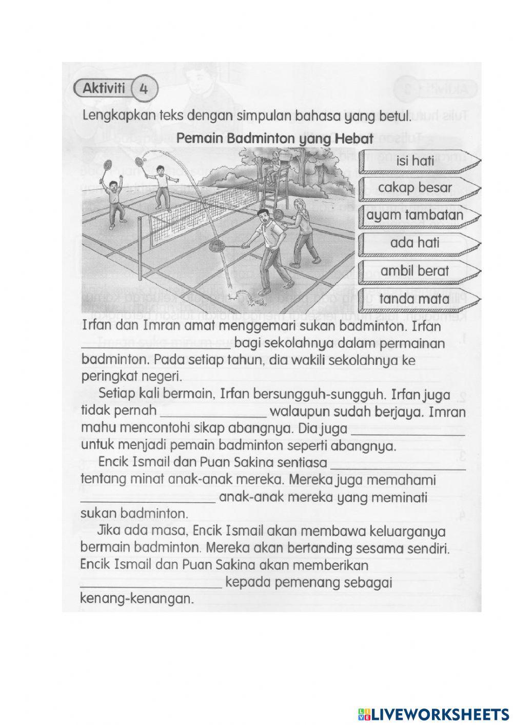 Latihan Simpulan Bahasa Tahun 3 Online Exercise For Live Worksheets