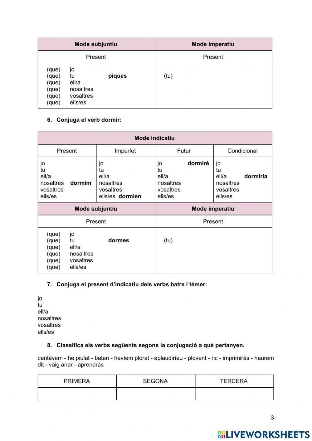 Els verbs - Tem… | Free Interactive Worksheets | 722286