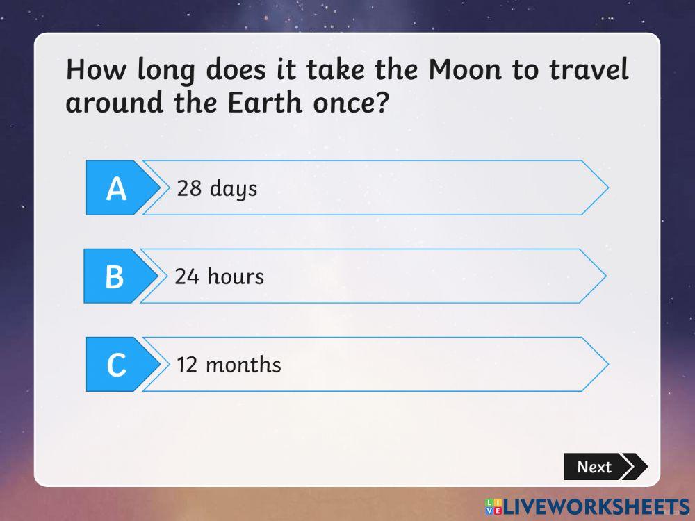 Earth Sun and Moon worksheet | Live Worksheets