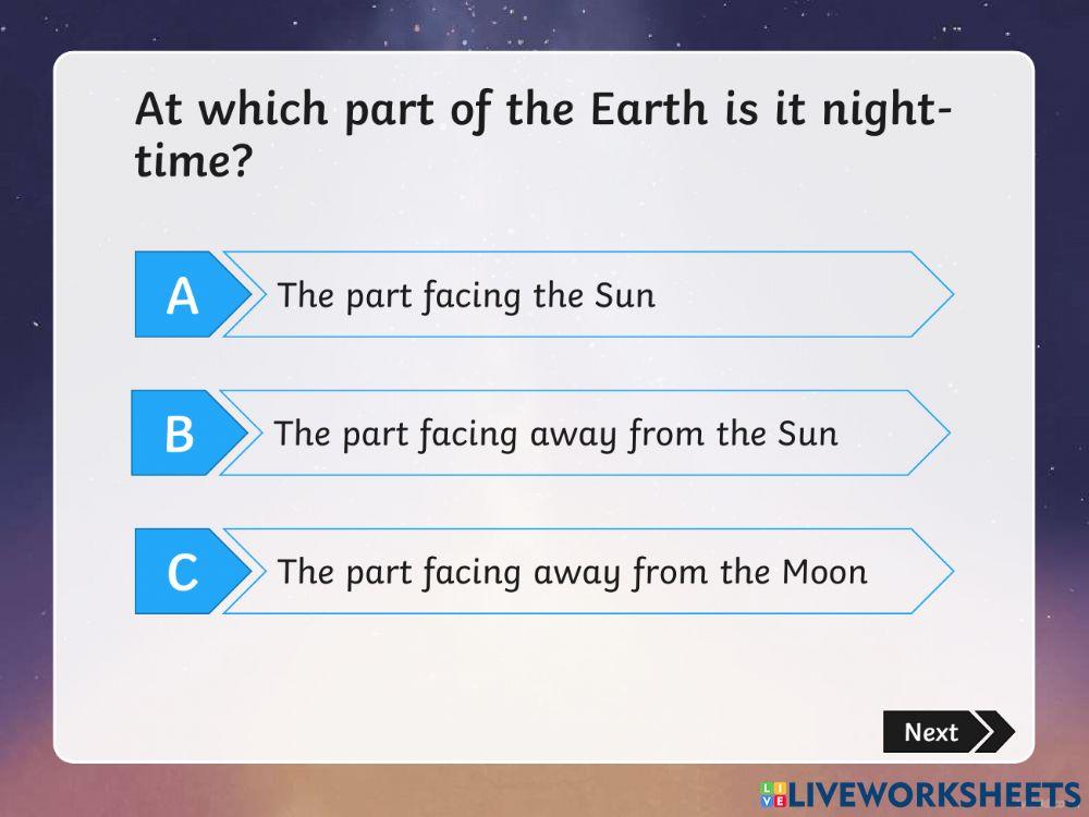 Earth Sun and Moon worksheet | Live Worksheets