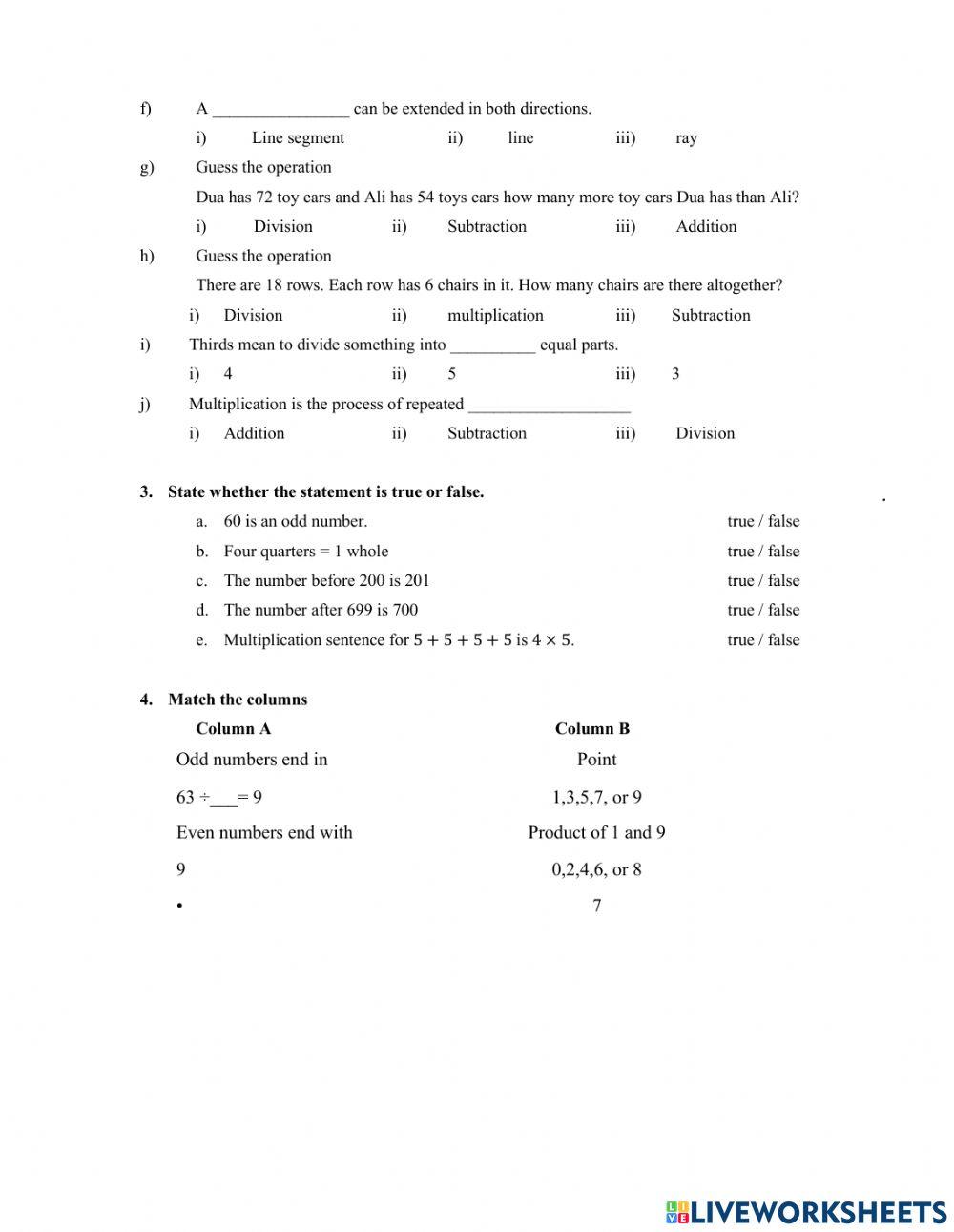 Live work sheet… | Free Interactive Worksheets | 4737374