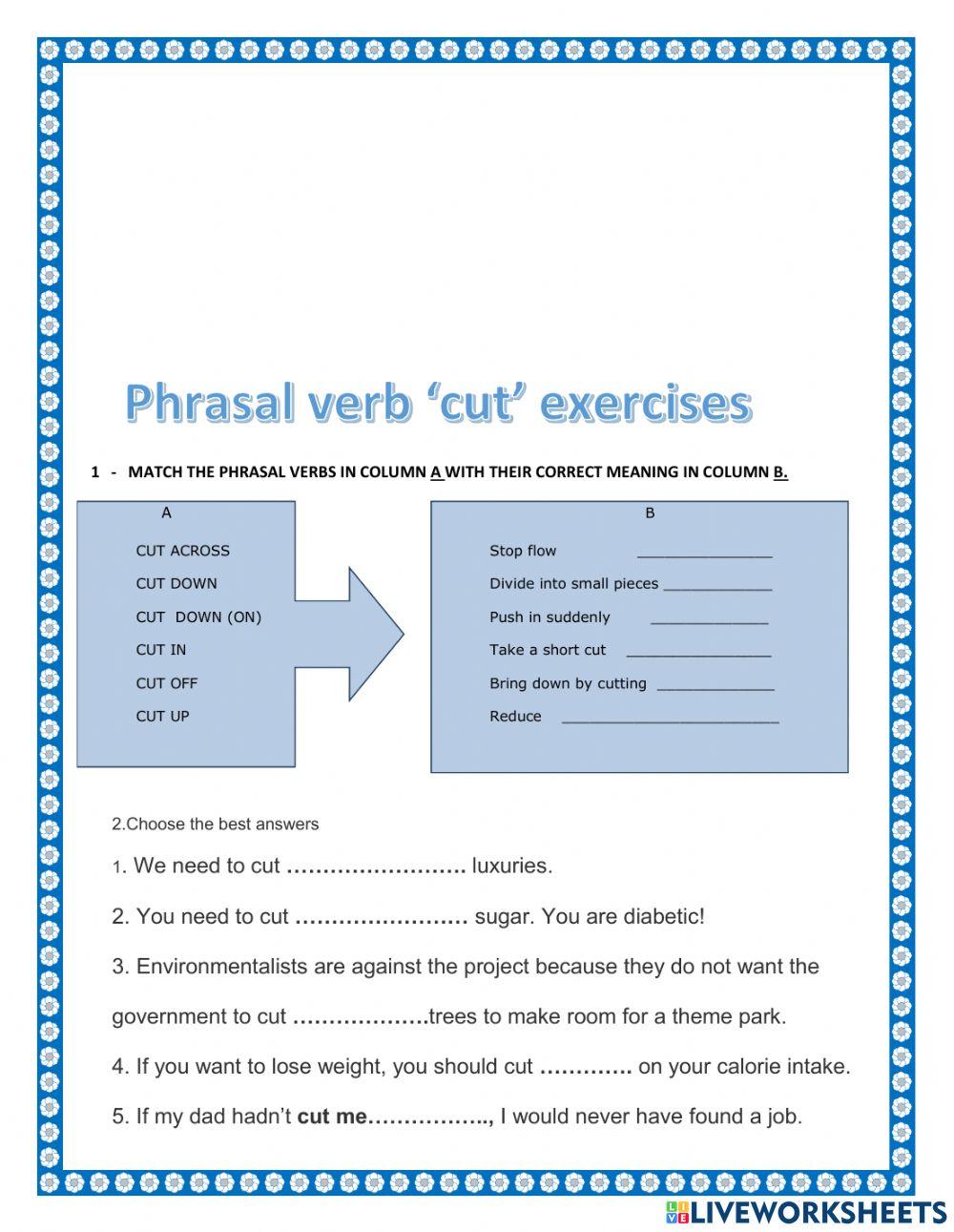 Cut worksheet | Live Worksheets