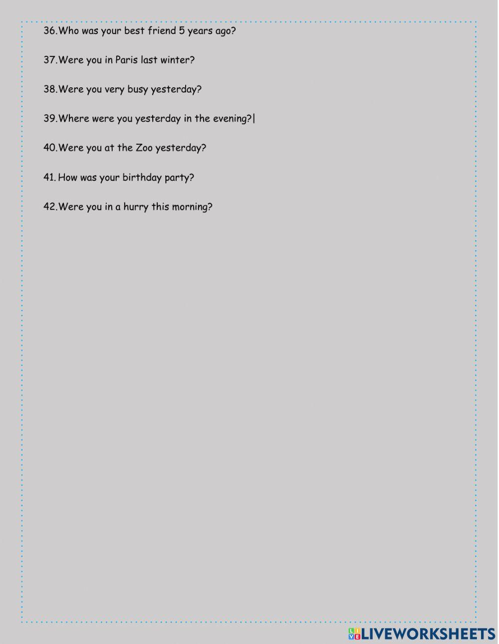 Was and were qu… | Free Interactive Worksheets | 722689