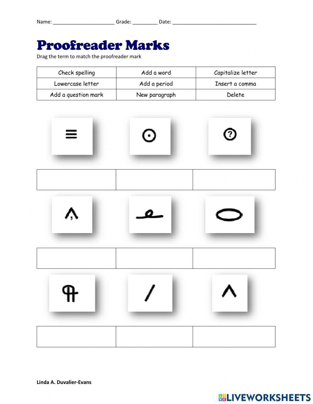 Proofreader Marks online exercise for | Live Worksheets
