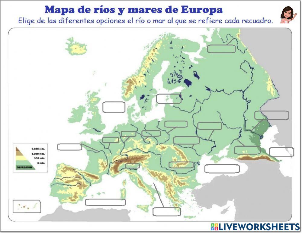 Ríos y mares de Europa interactive worksheet | Live Worksheets