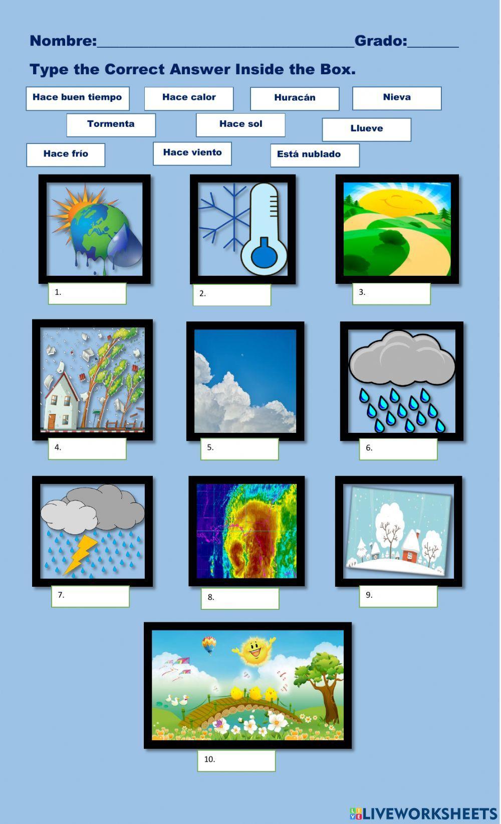 El clima | Free Interactive Worksheets | 723155
