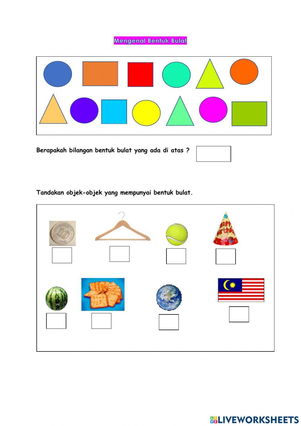 Mengenal Bentuk Bulat worksheet | Live Worksheets