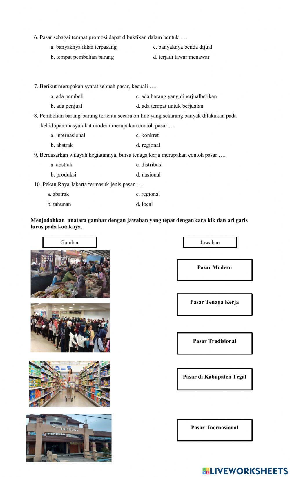 Pasar interactive worksheet | Live Worksheets