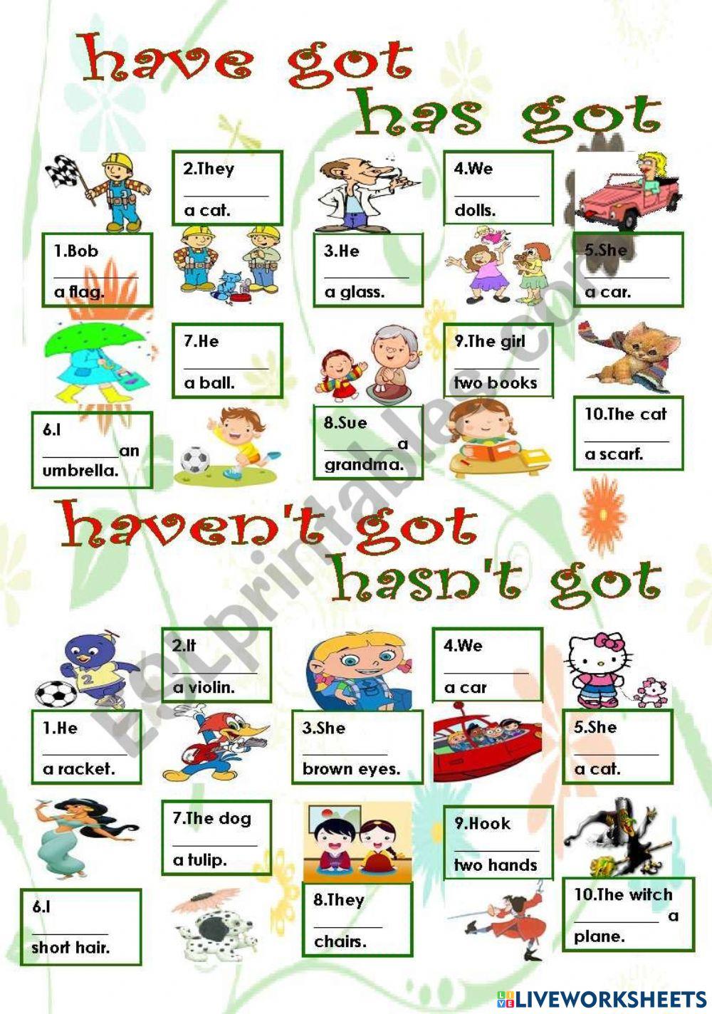 has got - have got - hasn't got - haven't got online exercise for ...