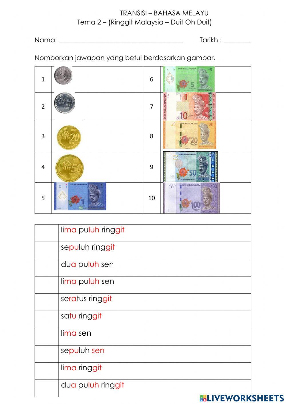 Duit exercise | Live Worksheets