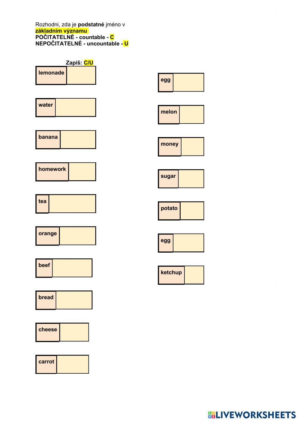 c x u worksheet | Live Worksheets