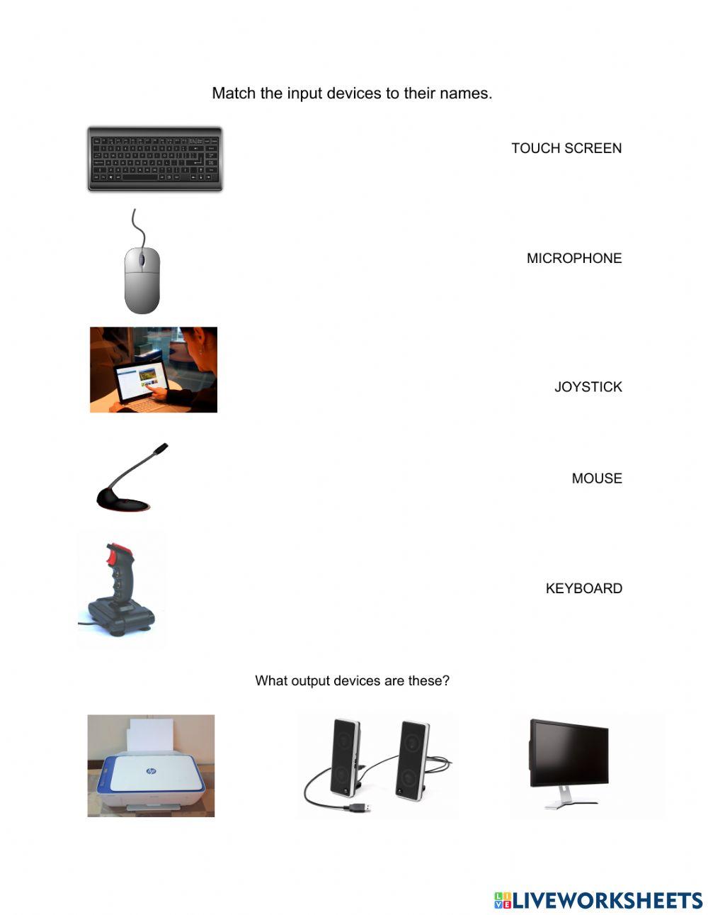 Input Devices Worksheet Input Devices Worksheet