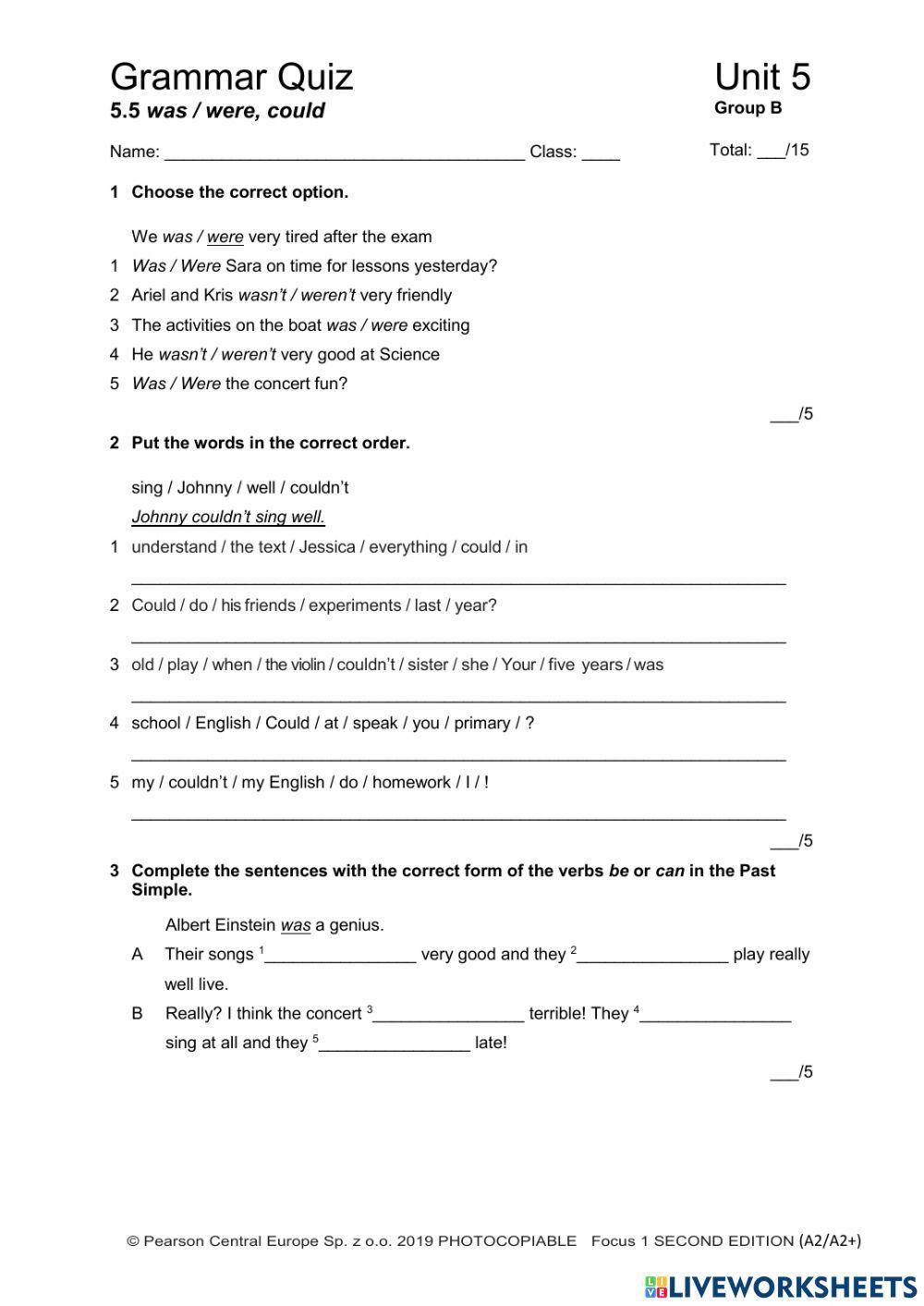 was-were + could | Free Interactive Worksheets | 6423969