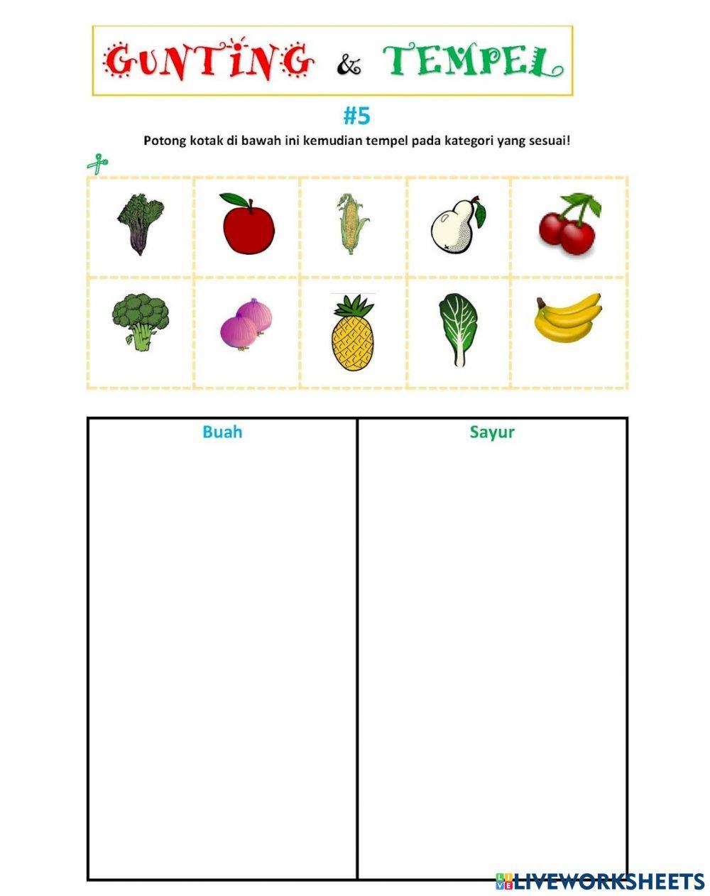 Buah dan sayur worksheet | Live Worksheets