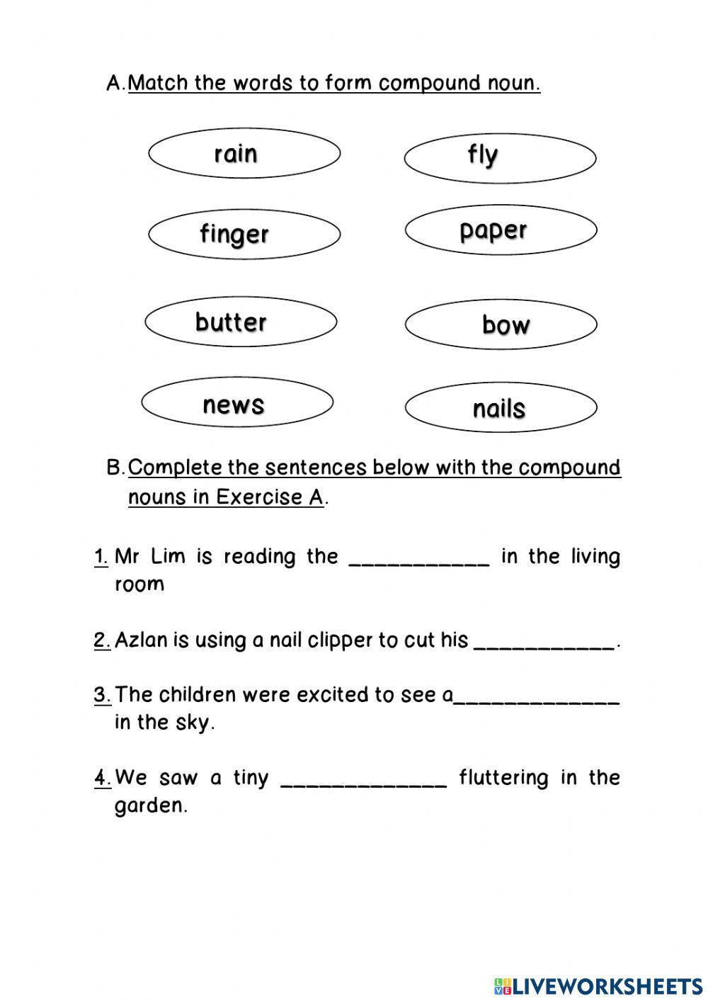 Unit 1 : Compound Noun Year 6 online exercise for | Live Worksheets