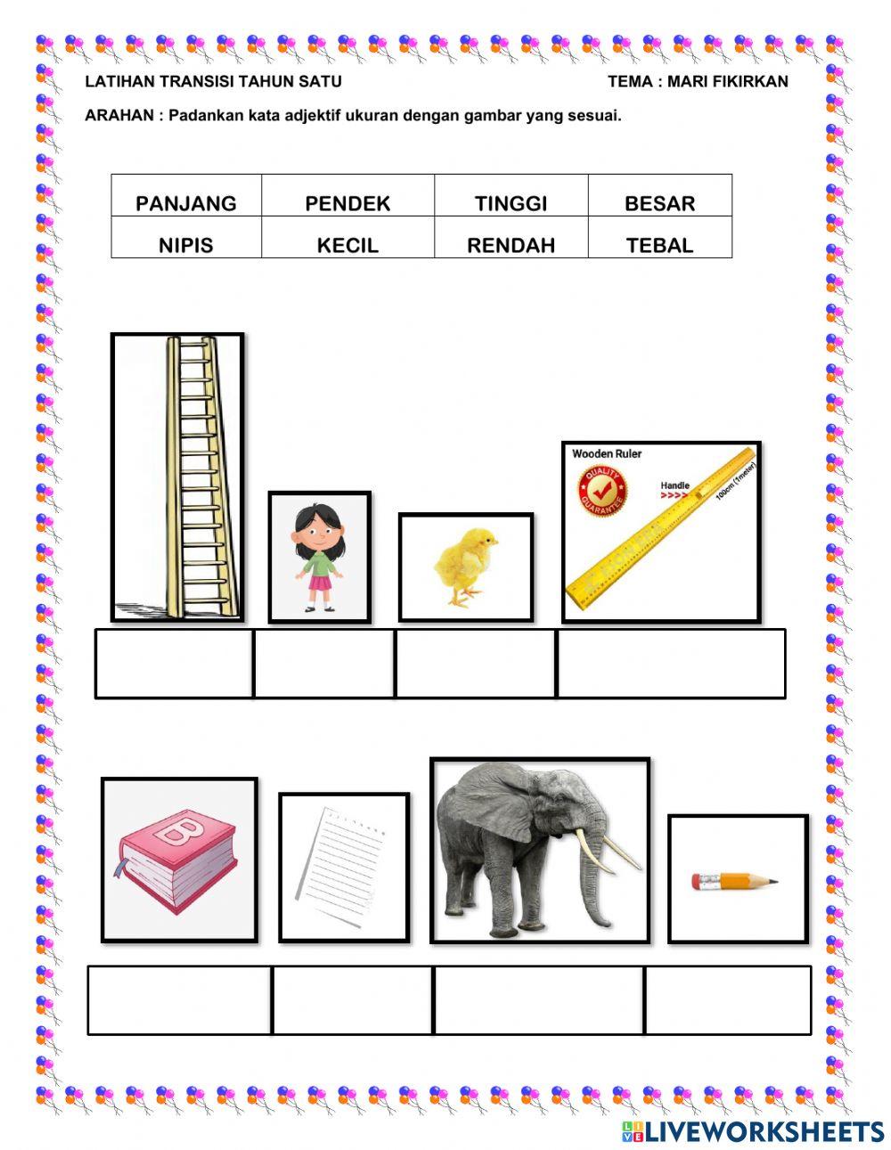 Latihan transisi tahun 1 online exercise | Live Worksheets