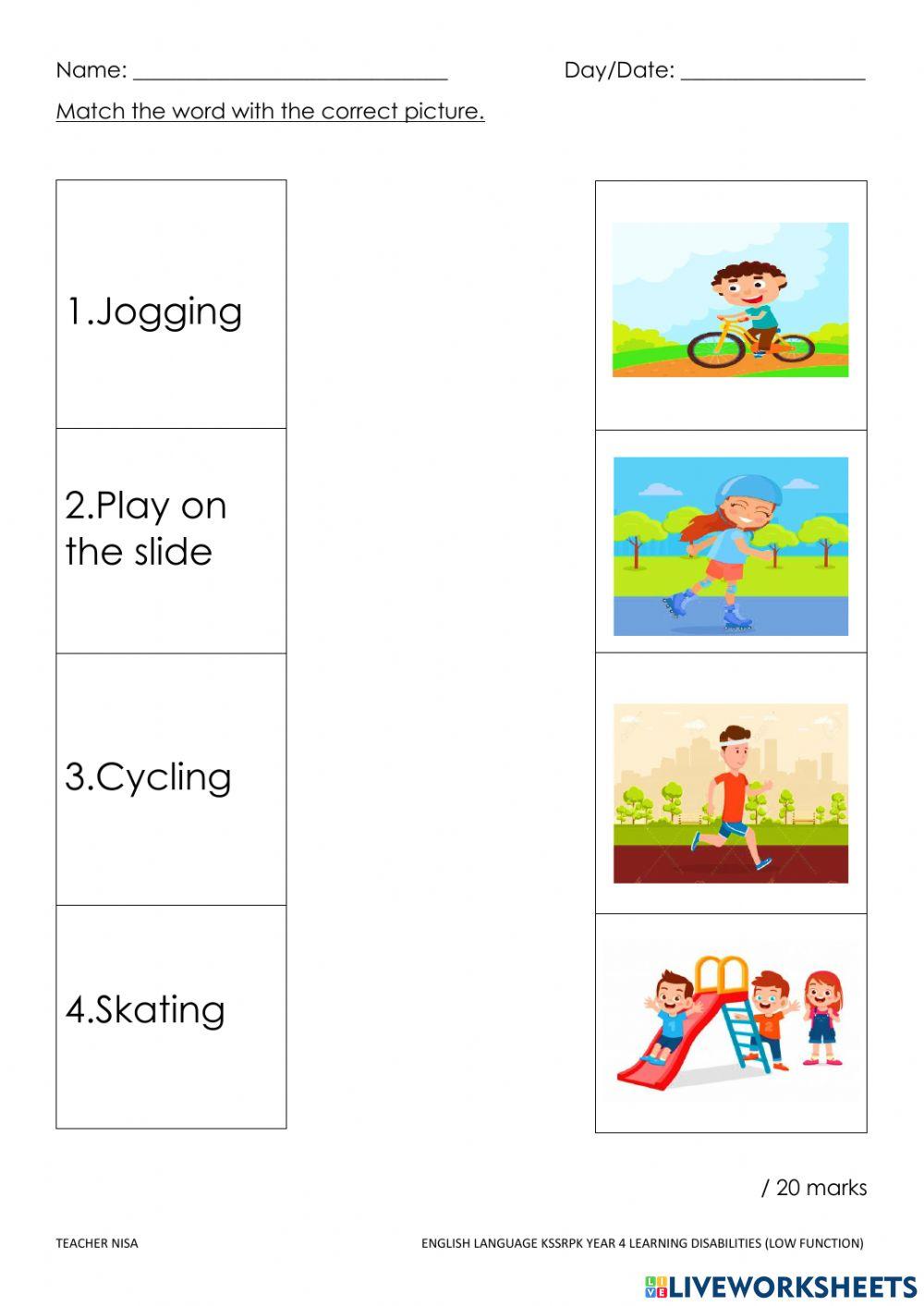 Activities at t… | Free Interactive Worksheets | 725386