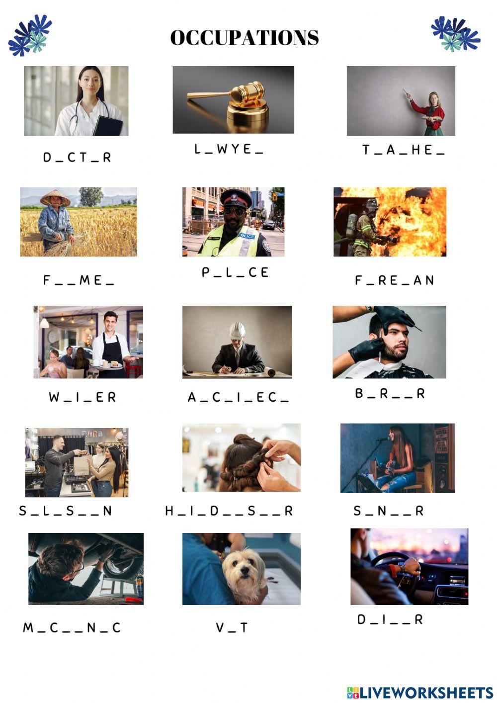 Occupations online pdf worksheet | Live Worksheets